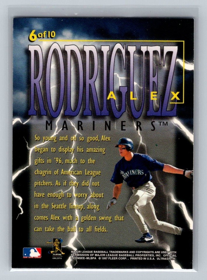 1997 Fleer Ultra Thunderclap Insert #6 Alex Rodriguez Seattle Mariners Baseball | eBay