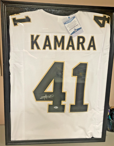 Alvin Kamara Autographed & Framed White New Orleans Jersey Beckett Cert ...