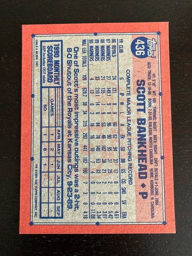 1991 Topps Operation Desert Shield #436 Scott Bankhead Seattle Mariners ...