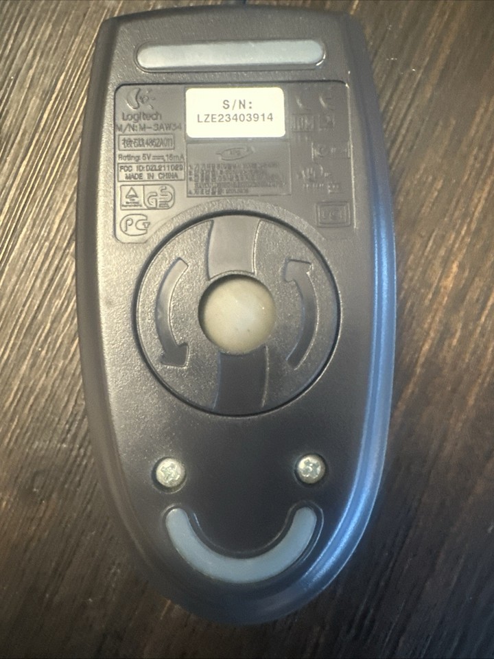 Vintage DELL LOGITECH Black PS/2 Wired Ball Mouse | eBay