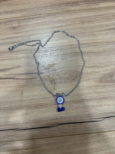 Silver Necklace With Tiny Blue Evil Eye | eBay