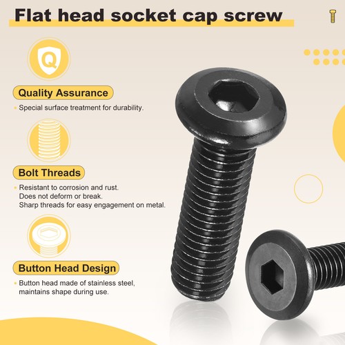 Flat Head Hex Socket Cap Screws Bolts(M4-0.7x25) 60Pcs, Black | eBay