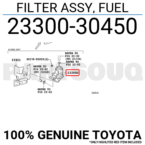 2330030450 Genuine Toyota FILTER ASSY, FUEL 23300-30450 | eBay