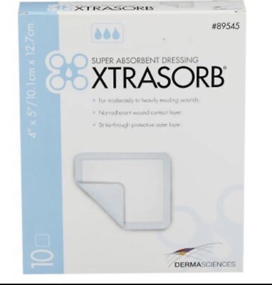 Derma Sciences XTRASORB Super Absorbant Dressing 4"x5" - 89545 - Box of ...