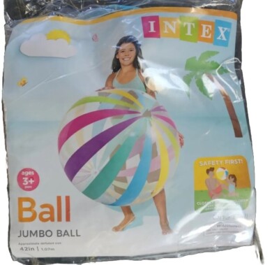 Intex 42" Jumbo Inflatable Colorful Stripes Giant Beach Ball Set of 2 ...