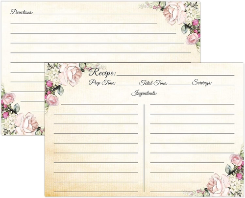 Recipe Cards 4X6, Premium Double-Sided Recipe Cards, 60 PCS Blank ...