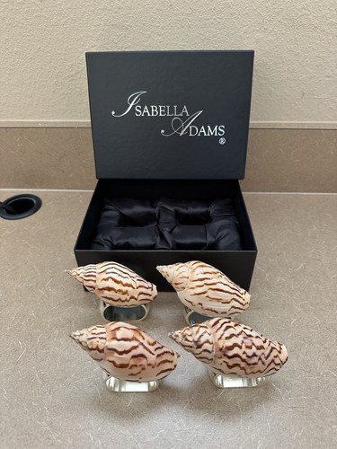 Isabella Adams Set 4 Real SeashellSea Shell Silver Metal Napkin Rings ...