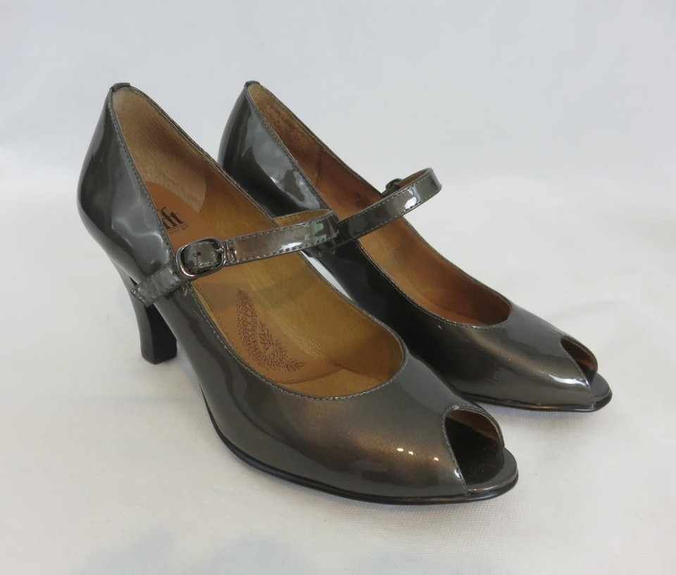 Sofft Octavia Mary Jane Pumps Gray Peep Toe Buckle SZ US 9 EU 40 NWB ...