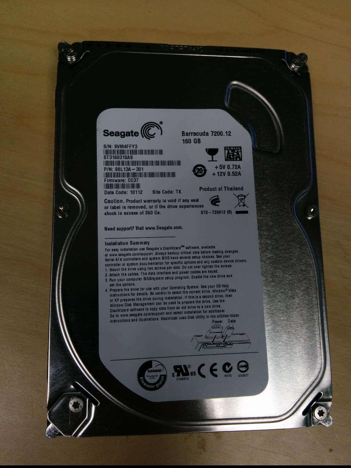 Seagate 160GB ST3160318AS SATA Hard Disk Drive 3.5" 7200RPM ...