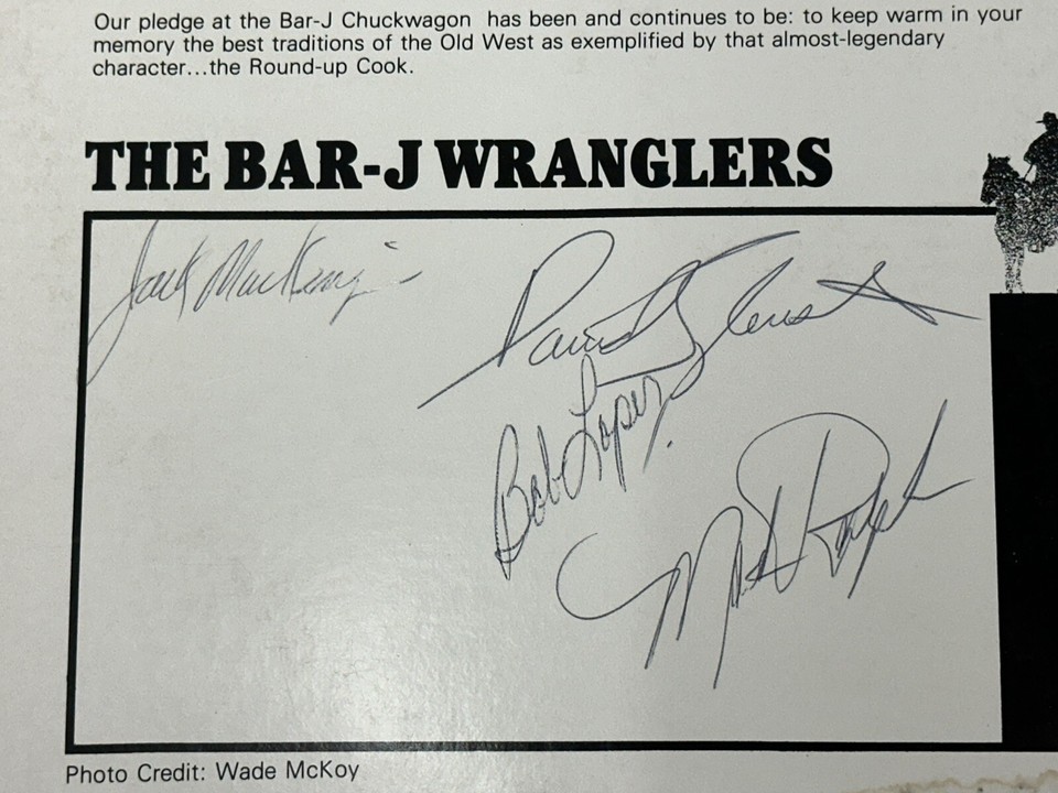 The Bar-J Wranglers Live at The Chuckwagon Record - Signed | eBay