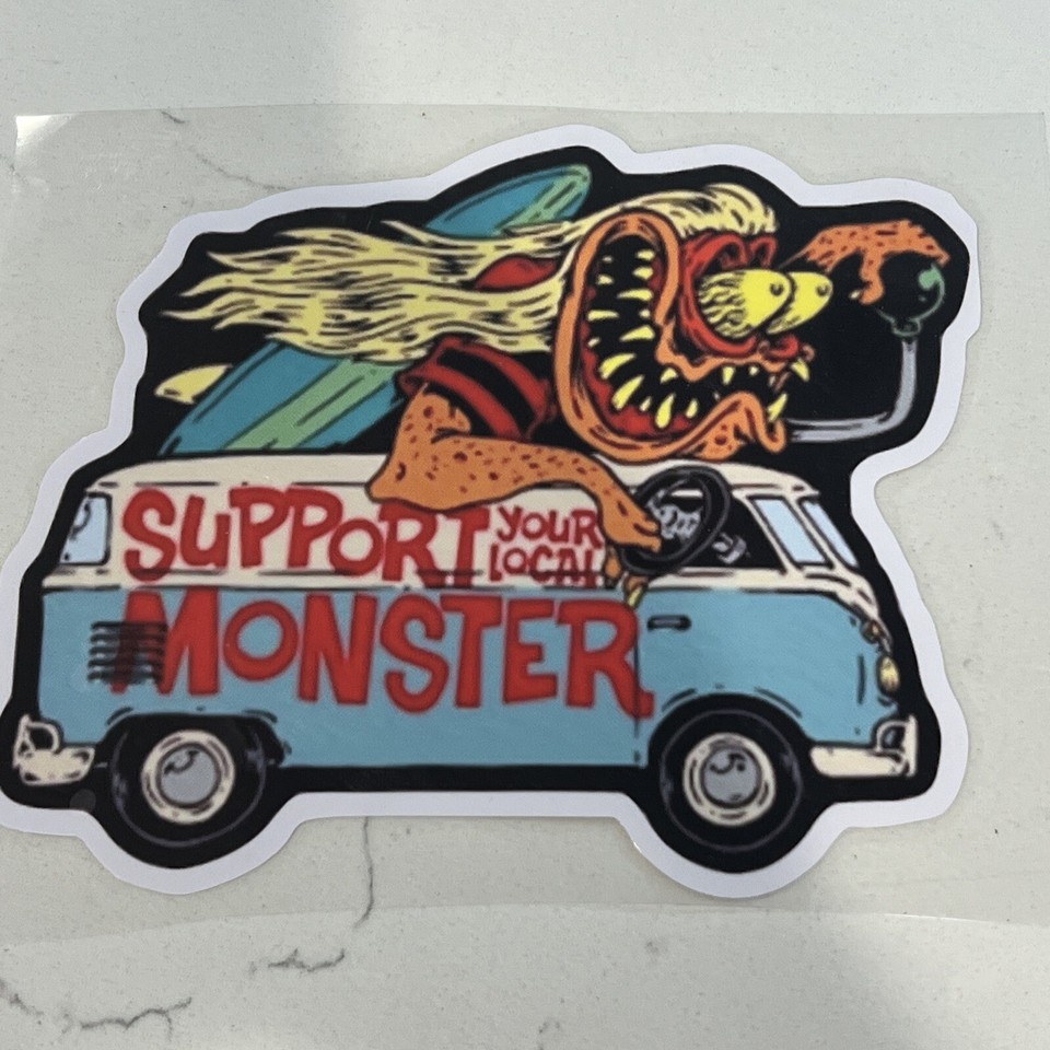 HUGE 6" Rat Fink Monster Surf Van Ed Roth Art Vinyl Sticker Decal ...