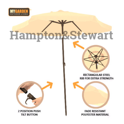 2M Collapsible Adjustable Parasol Sun Steel Umbrella Metal Pole Tilt ...