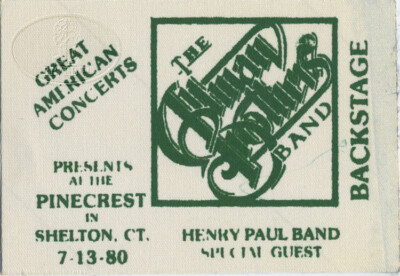 ALLMAN BROTHERS Band 1980 World Tour Backstage Pass SHELTON CT HENRY ...