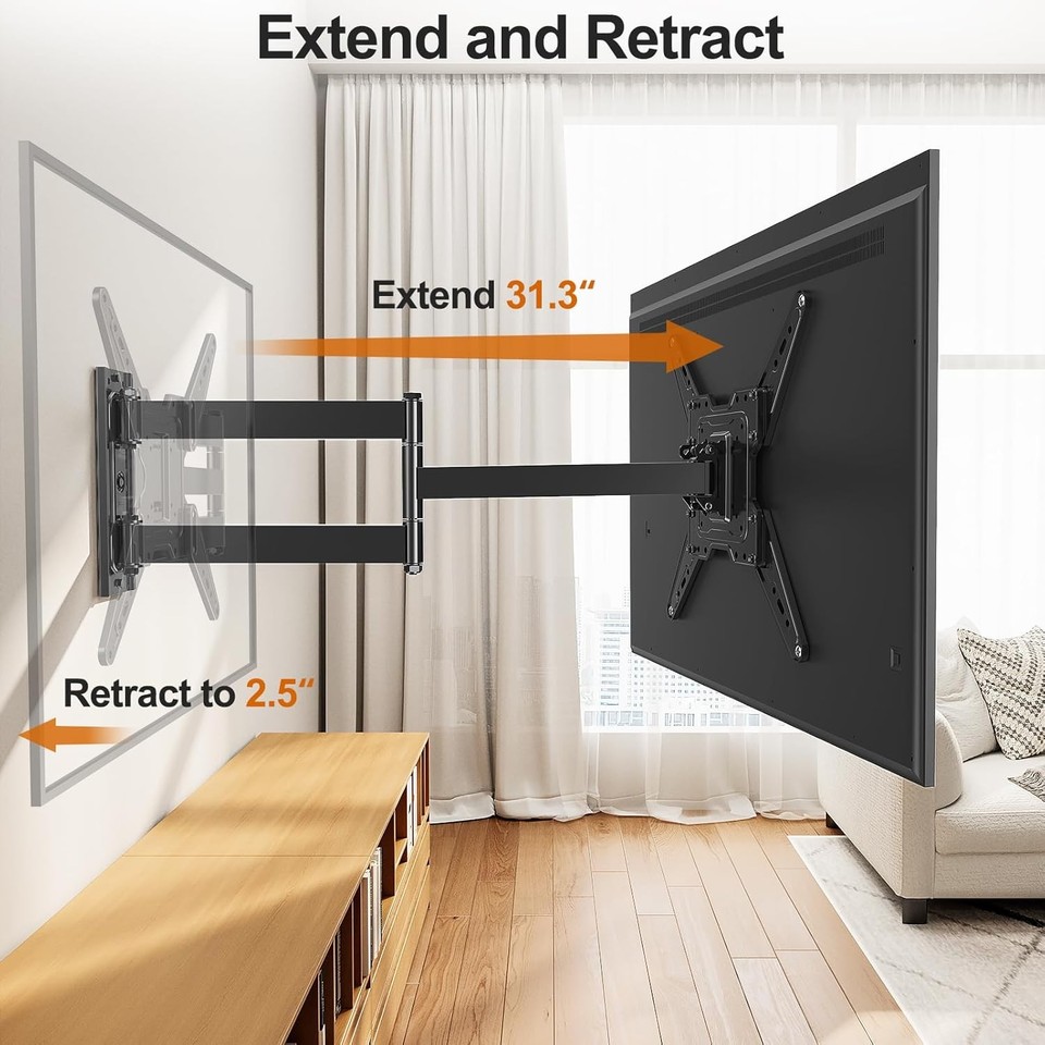 ELIVED 31.3 Inch Long Arm TV Mount for Most Arm: TV: 32-65, black | eBay