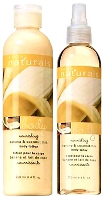 Set X4 Avon Naturals BANANA & COCONUT MILK Body Spray Lotion Shampoo ...