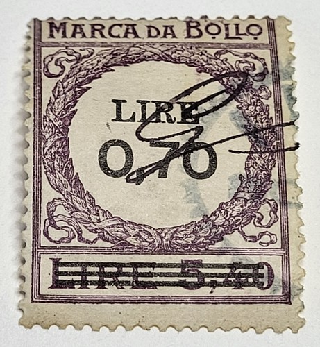 0.70 lire surcharge marca da bollo KINGDOM OF ITALY hand cancel [my Ref ...