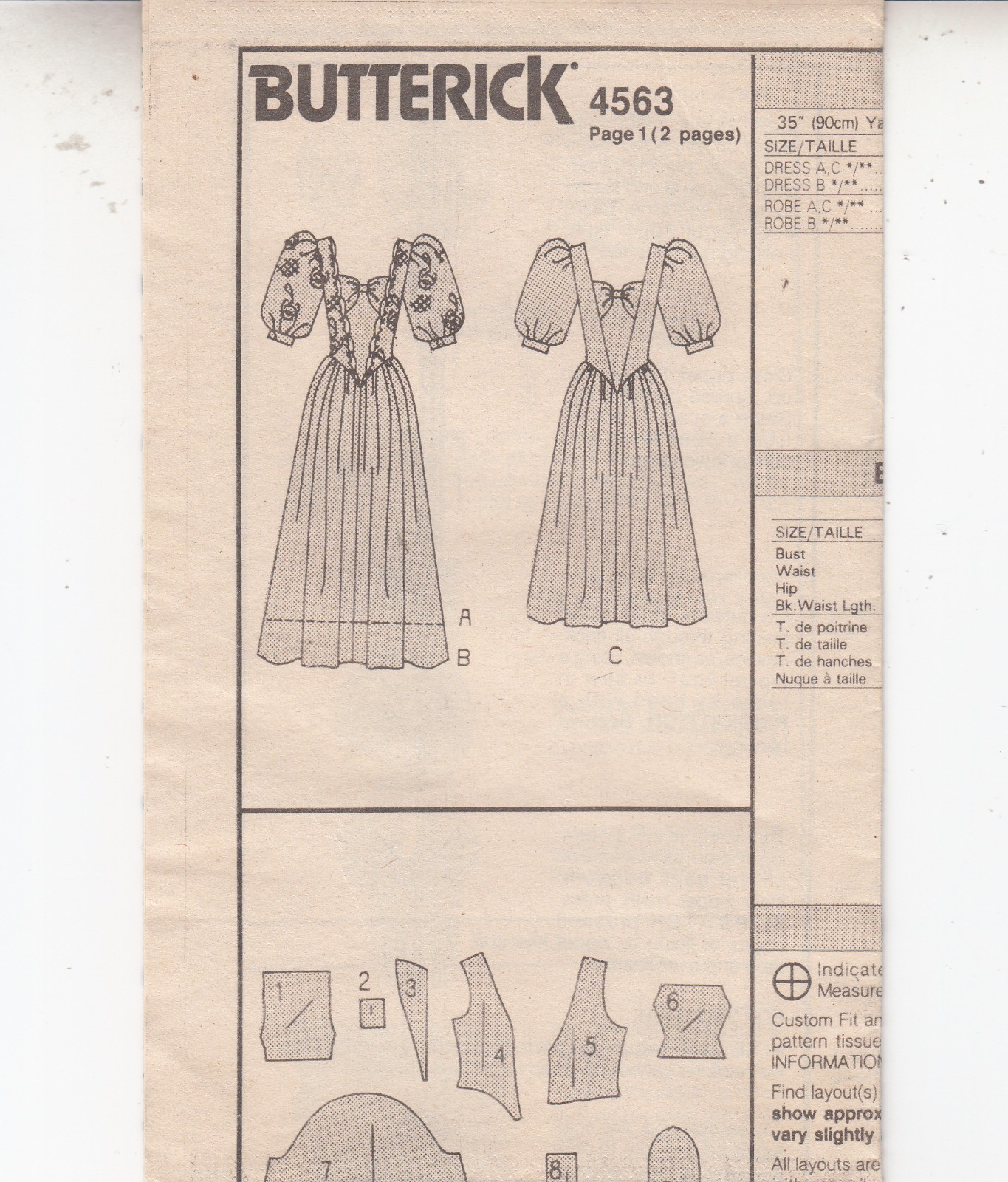 Butterick 4563 Dress Wedding Bridesmaid Party Sewing Pattern Sz 6-10 ...