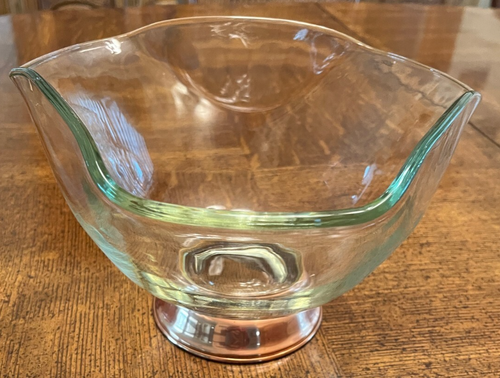 Princess House Glass Bowl Copper Base Ruffled Vintage | eBay