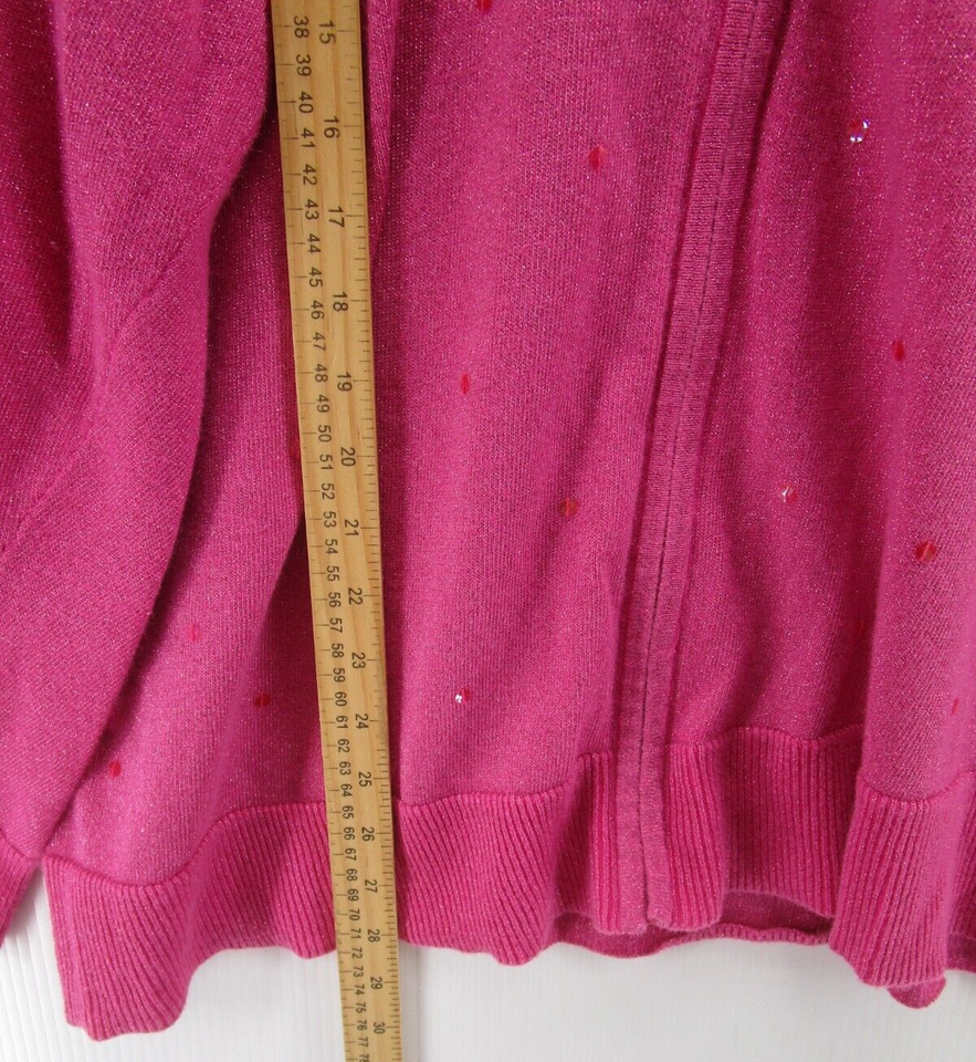 Quacker Factory Sweater Women 3X Plus Pink Cardigan Full Zip Hoodie ...