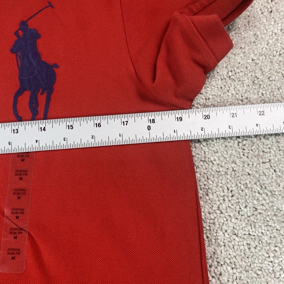 Polo Ralph Lauren Polo Shirt Medium Red Big Pony Custom Slim Fit Mesh ...