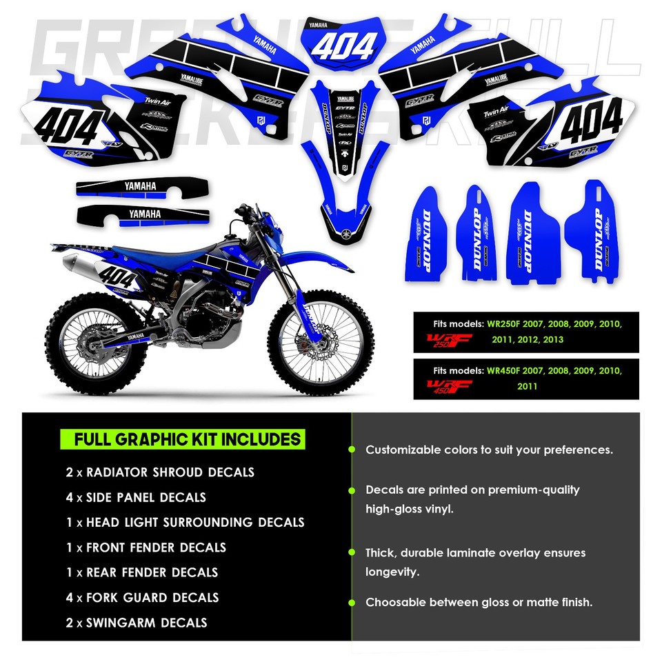 YAMAHA WR250F (2007 - 2013) WR450F (2007 - 2011) Graphic Decals Sticker ...