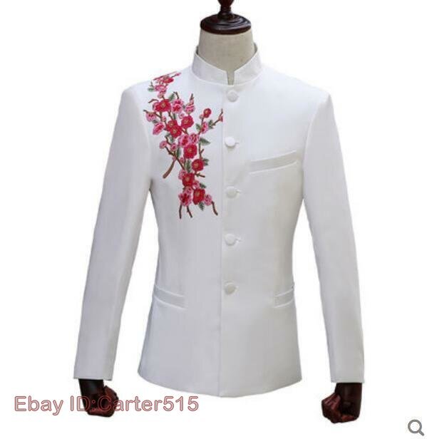 Men Emcee Chinese Tunic Suit Formal Coat + Pants 2 Piece Suit ...