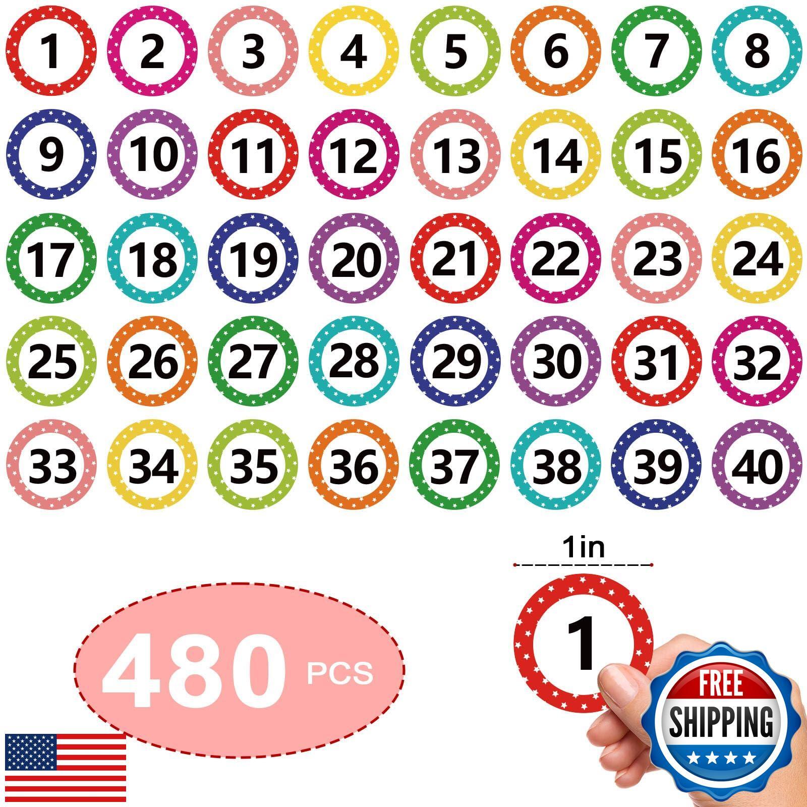 1 Inch Number Stickers 1-40, 24 Sheets Consecutive Number Labels ...