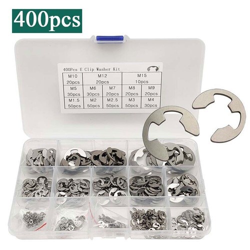 400pc 304 Stainless Steel E Clip External Circlip Snap Rings Retaining ...