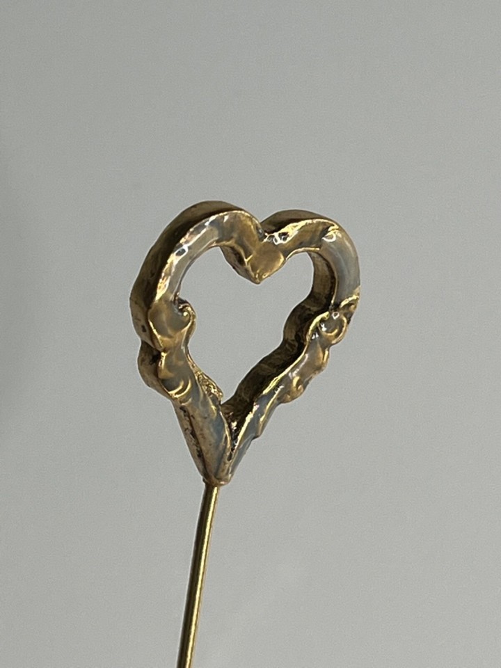 Vintage Gold Tone Enamel Heart Shape Stick Pin | eBay