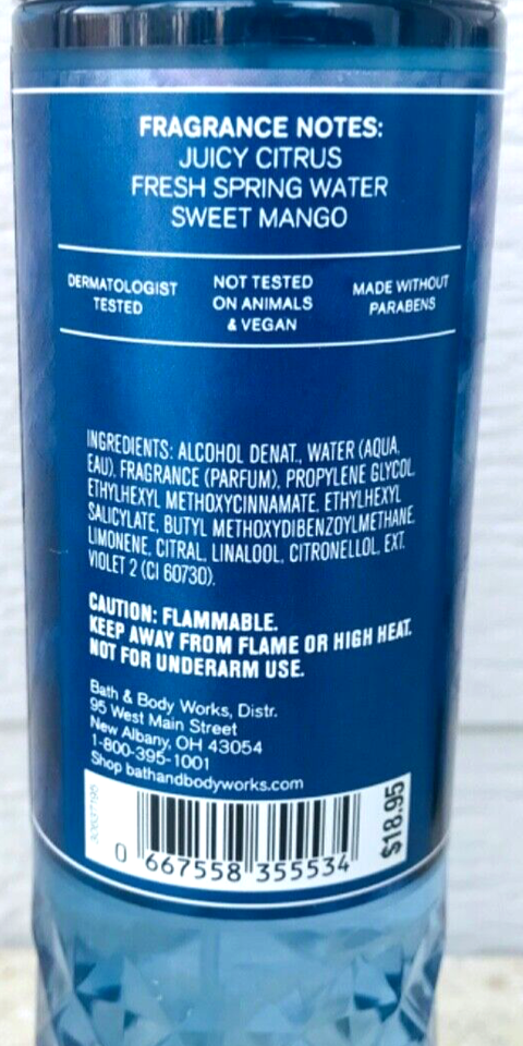 3 Bath & Body Works MIDNIGHT BLUE CITRUS Fine Fragrance Mist 8oz LOT ...