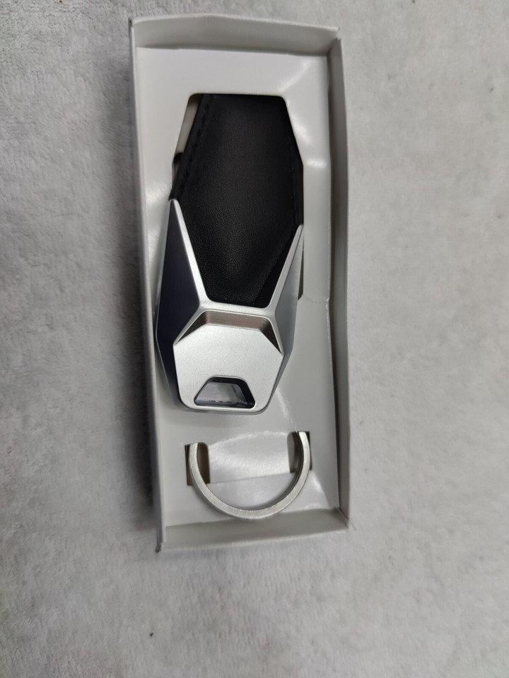 Original Audi 3181900600 Key Ring Metal Leather Pendant Keyring Black ...