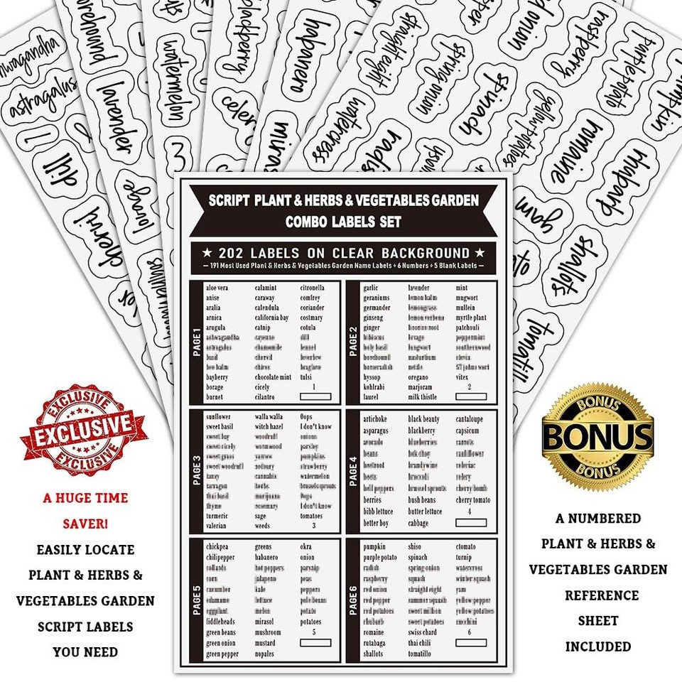 202Pcs Plant Labels, Herb & Plant Labels, Nursery Garden Tags for Pots ...