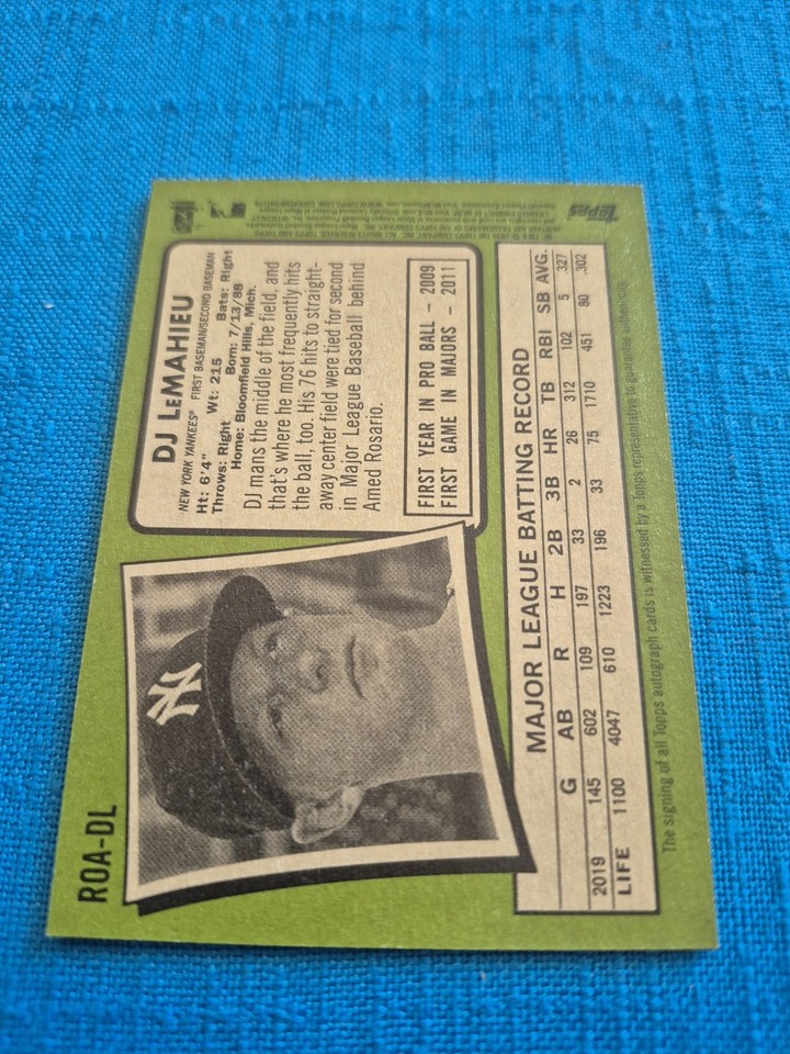 2020 DJ Lemahieu Topps Heritage Certified Auto 💥24/71💥 ROA-DL New York ...