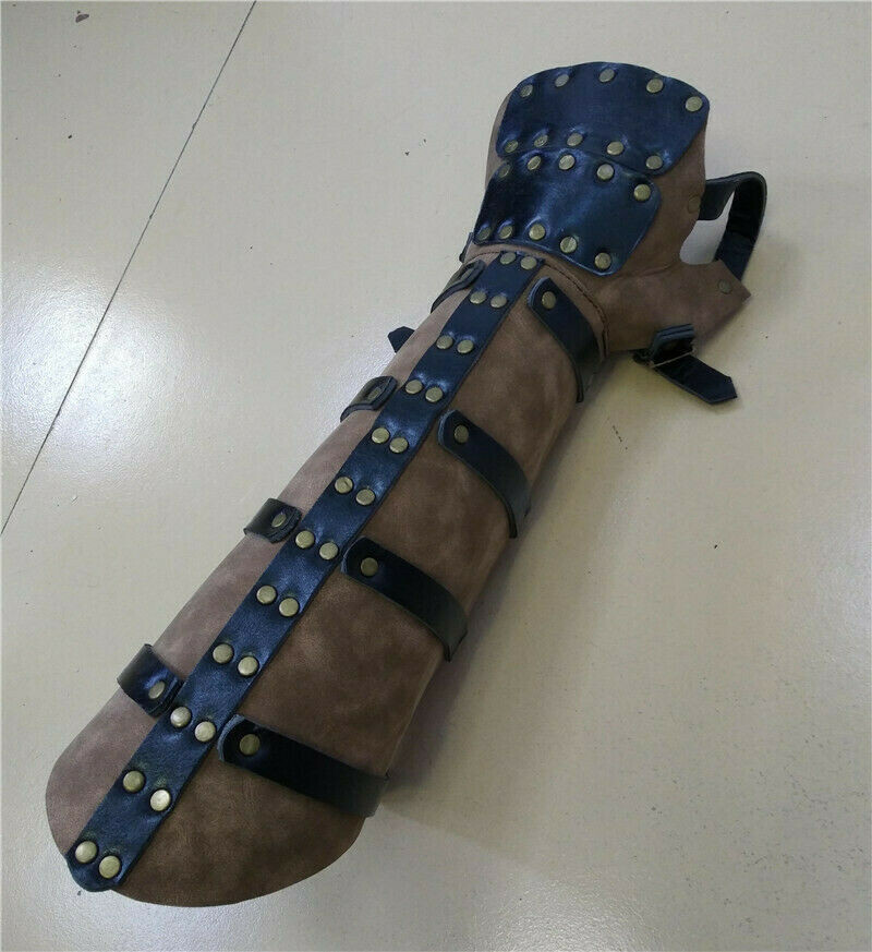 Medieval Warrior PU Leather Rivet Arm Gauntlet Gloves Wrist Wide Cuffs ...