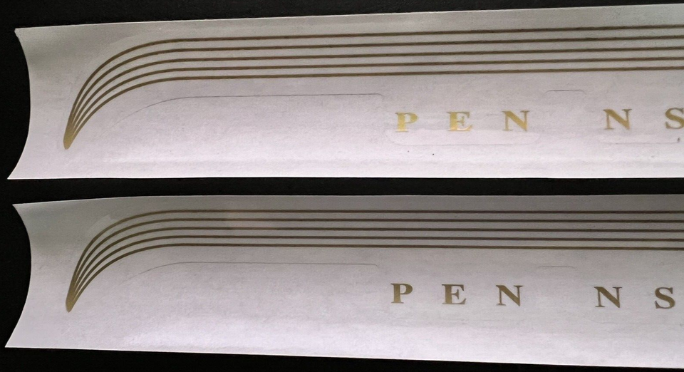 (2) -5-STRIPE PENNSYLVANIA SELF ADHESIVE GOLD DECALS FOR LIONEL TRAINS ...