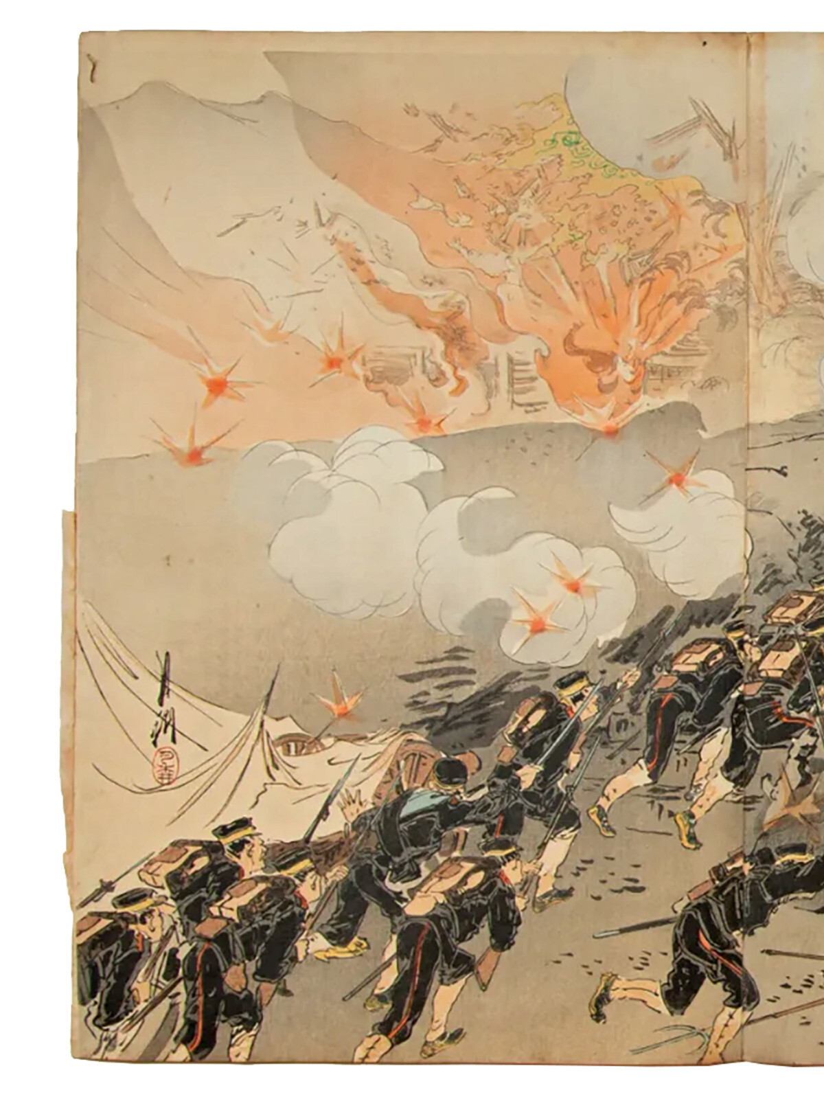 Japan 1894 Meiji Era Woodblock Print By Gekko Ogata, First Sino ...