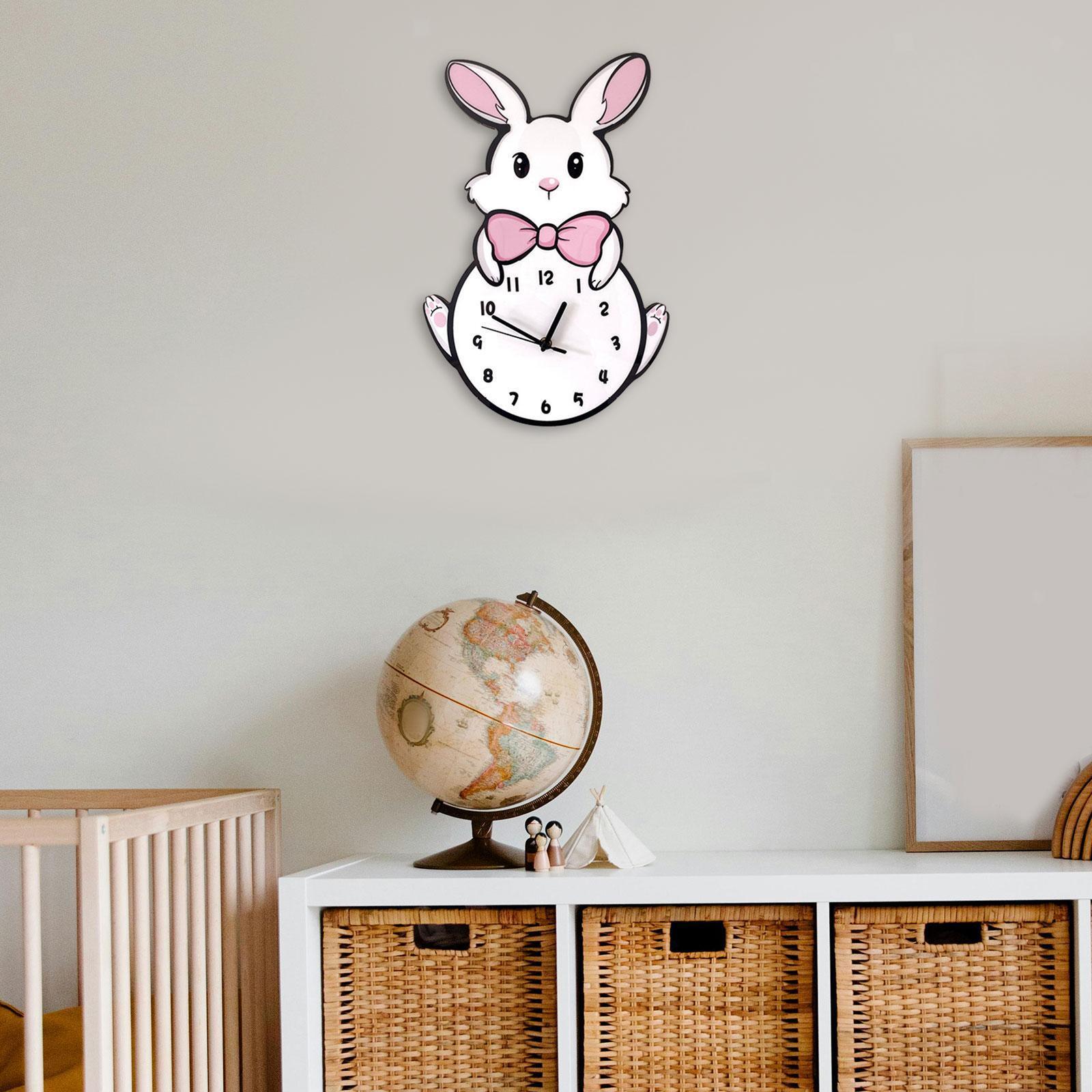 Cute Wall Clock Rabbit Wall Hanging Clock Decor for Bedroom | eBay