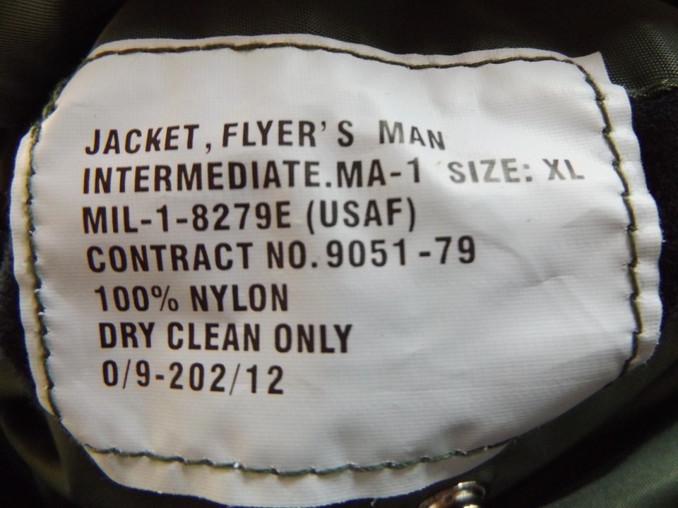 Delta USAF Vintage MA-1 Green Pilot Flight Bomber Jacket Size Mens XL ...