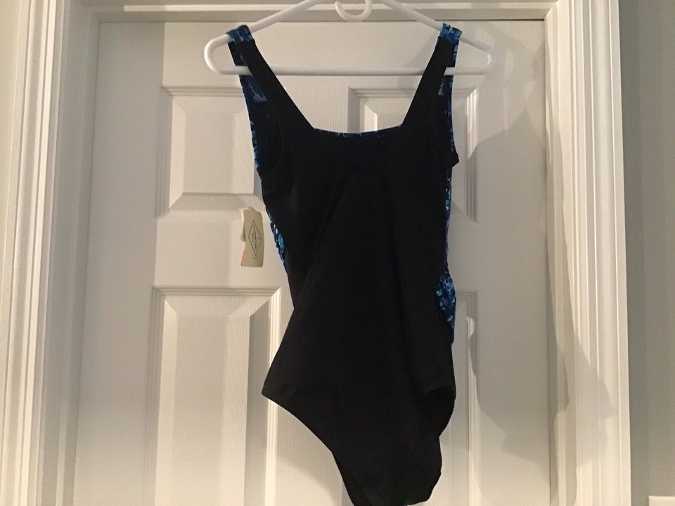 Womens One Piece Swimsuit Sz 16W Secretly Slender By St John’s Bay | eBay