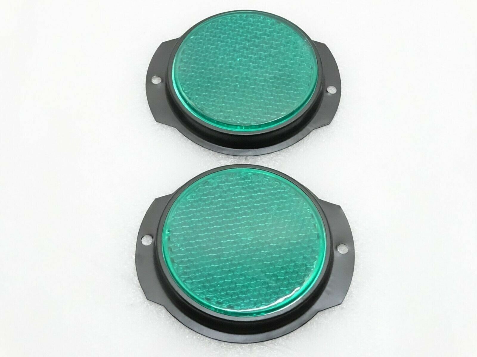 Green Reflector Pair Black Bezel FOR Willys Jeep M38 MI5IAI M35 M37 ...