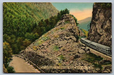 Postcard New Hampshire NH Train Entrance to Crawford Notch White ...
