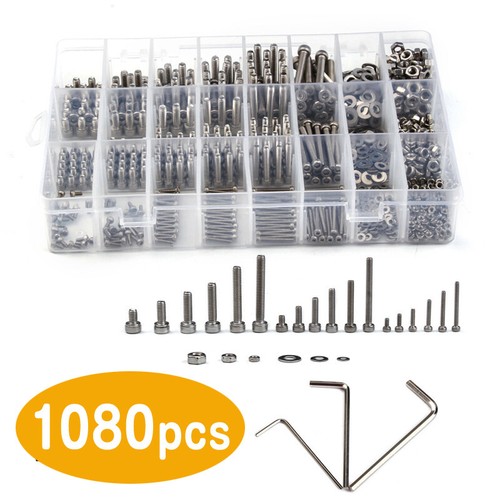 1080PCS Stainless Steel Screw And Nut Hex Socket Head Cap Screws ...