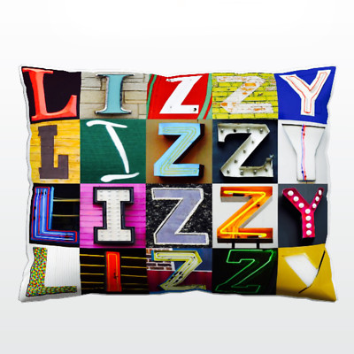 Personalized Pillow featuring the name LIZZY in photos of actual sign ...