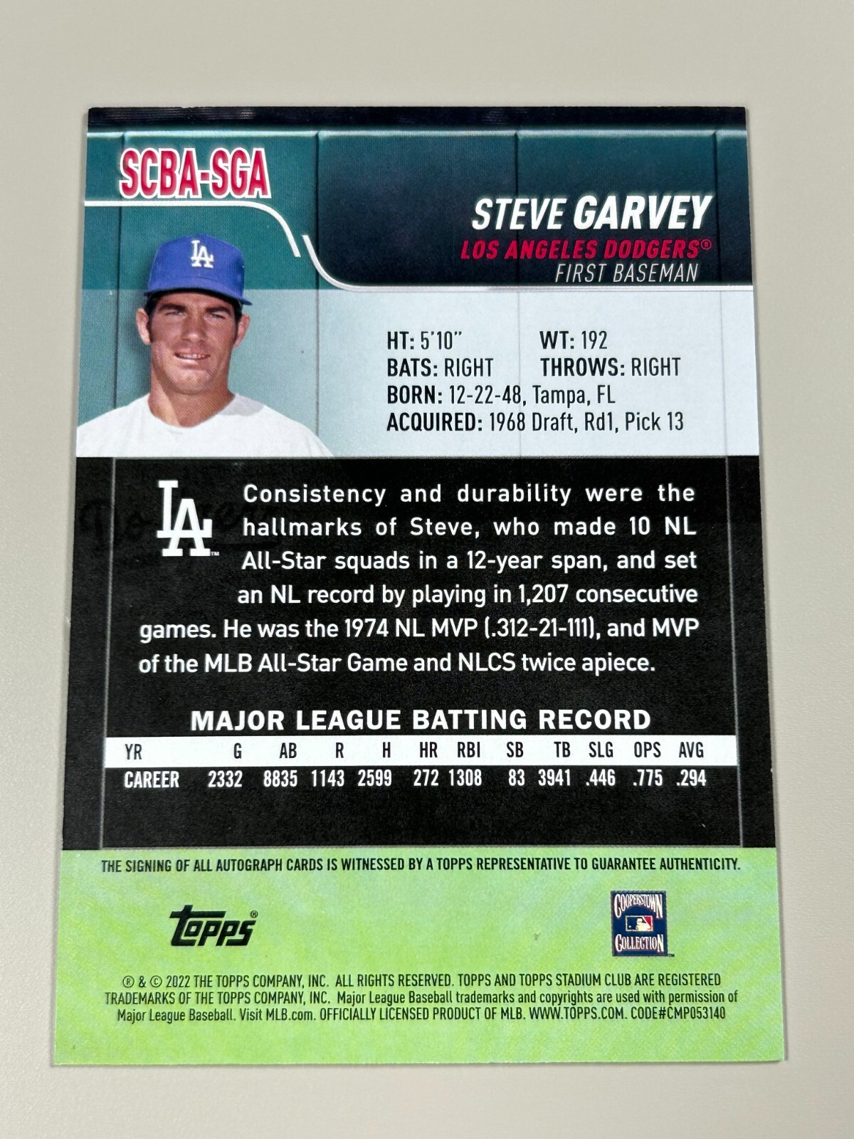 2022 Topps Stadium Club - Autographs #SCBA-SGA Steve Garvey (AU) for sale online | eBay