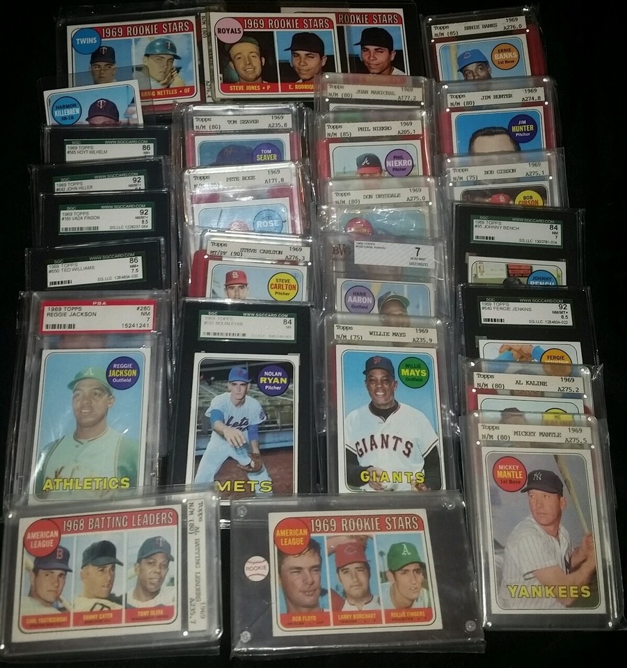 1969 TOPPS COMPLETE SET MANTLE RYAN JACKSON MAYS ROSE AARON BENCH PSA 7 ...