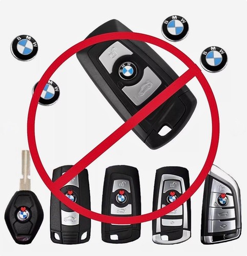 2x BMW 14mm Key Fob Aluminum Replacement 3M Sticker Emblem Logo OE Spec ...