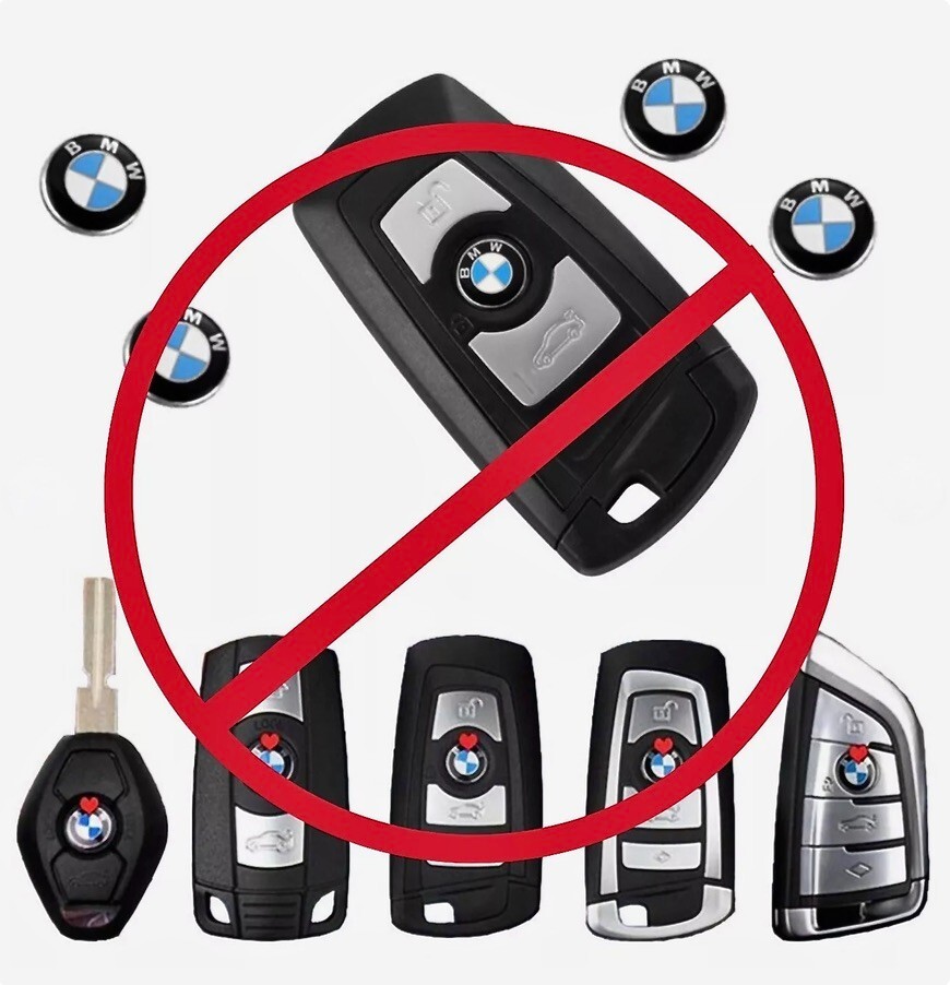 2x BMW 14mm Key Fob Aluminum Replacement 3M Sticker Emblem Logo OE Spec ...