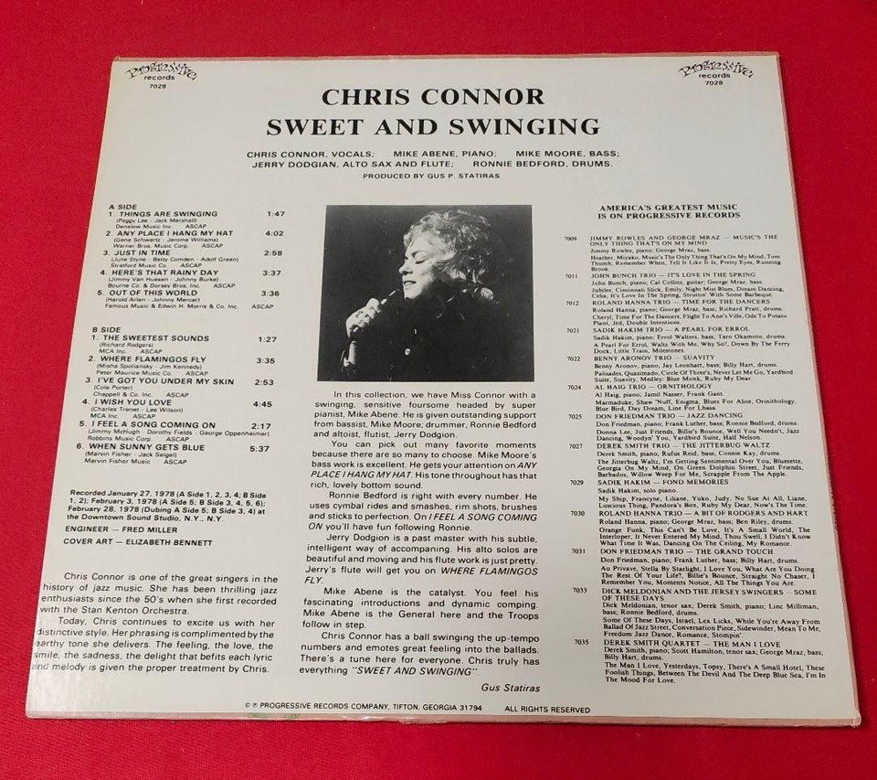Chris Connor Sweet and Swinging US 1978 Jazz Vocal Album Used | eBay