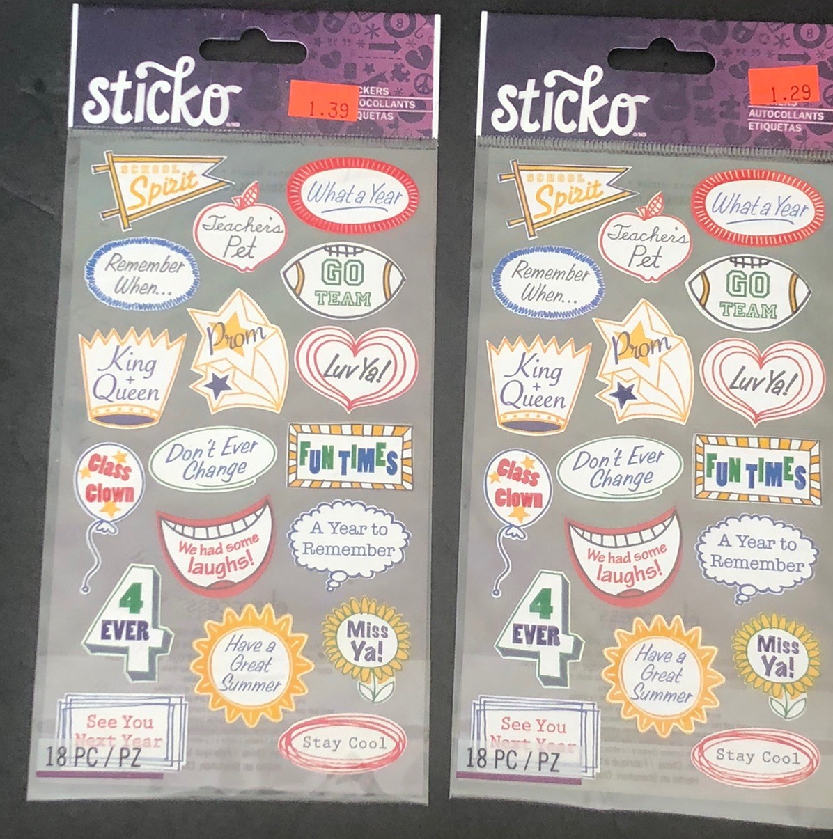 Lot Of 2 Sticko “Yearbook Captions” Stickers 18 Piece Each | eBay