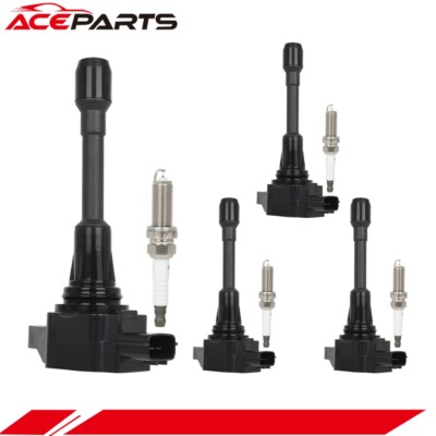 4 Ignition Ciol & 4 Double Iridium Spark Plug For 2005-2019 Nissan ...